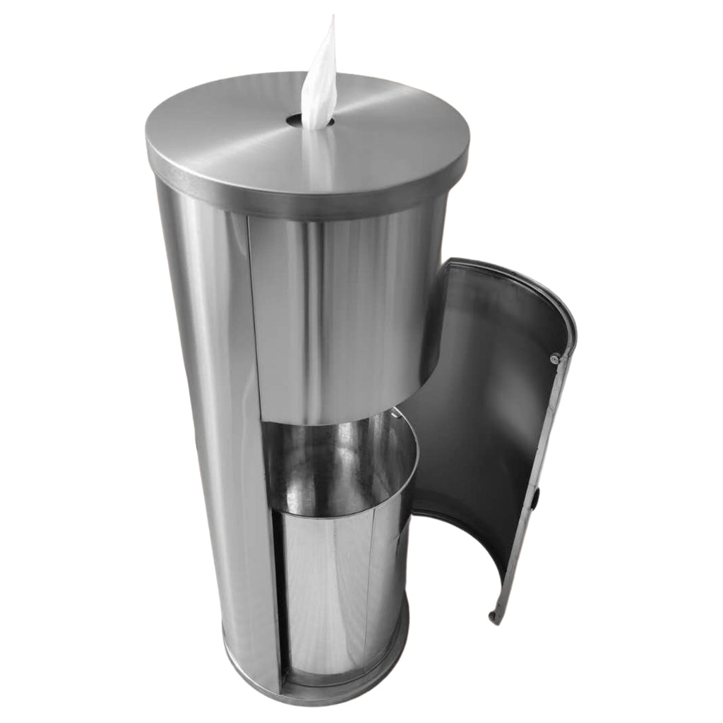 Sanitizing Station Wipex Matte Black Wet Wipe Dispenser With Trash Bin ...