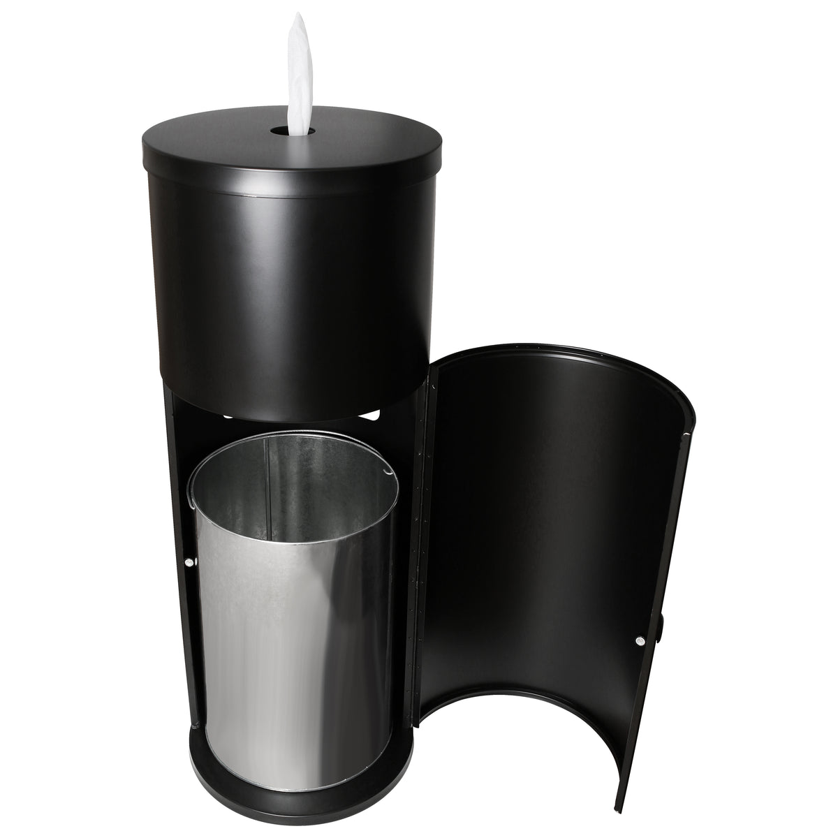 Sanitizing Wipe Dispenser Stand with Trash Can - Black Stainless Steel ...
